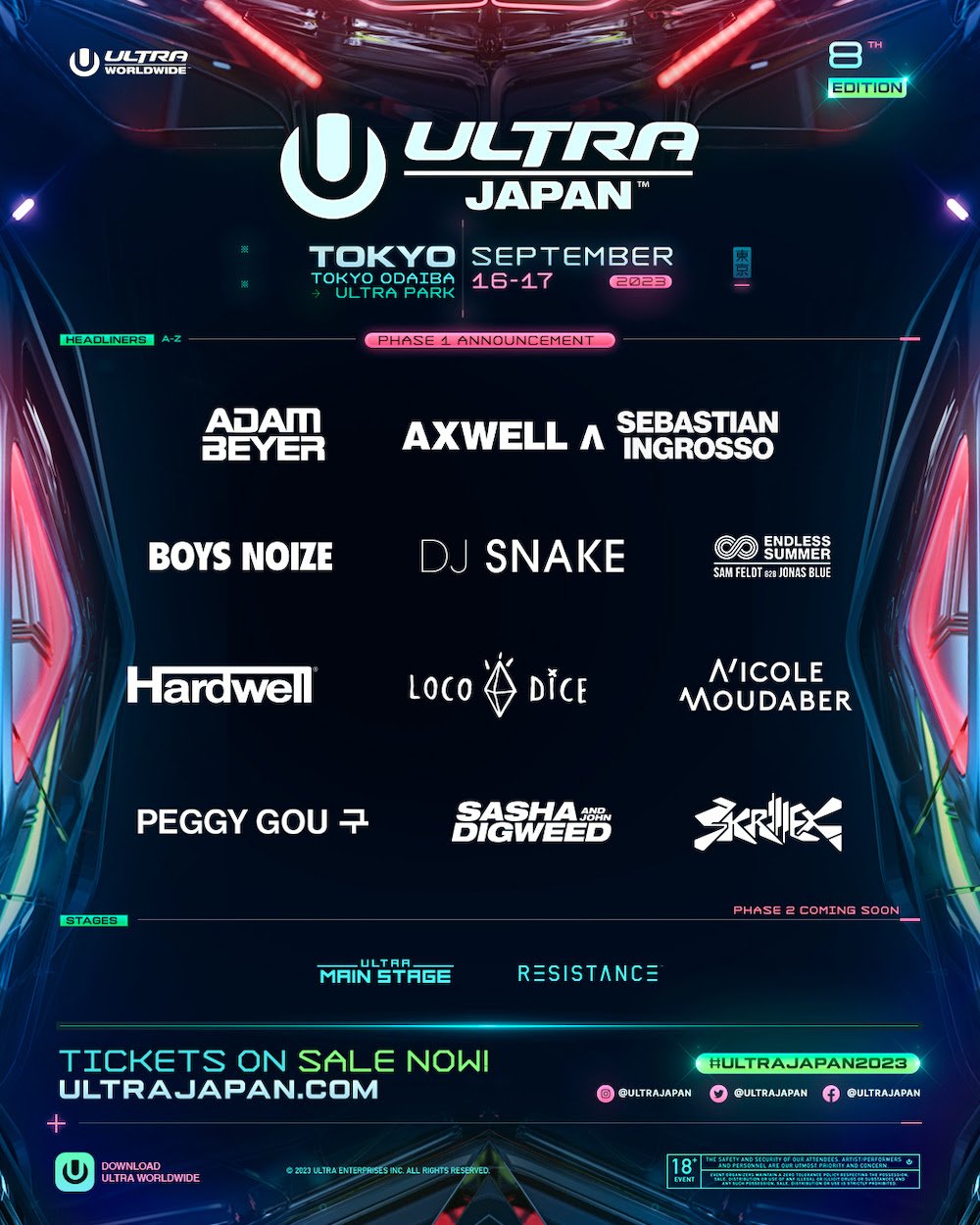 ULTRA Japan Unveils Phase 1 lineup for 2023 edition