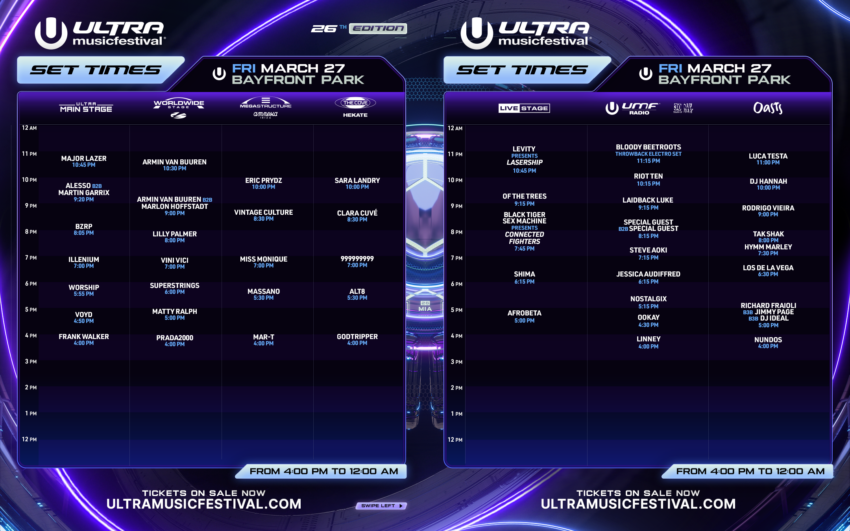 ULTRA Miami 2026 Set Times Lineup Unveiled