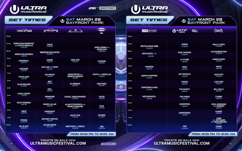 ULTRA Miami 2026 Set Times Lineup Unveiled